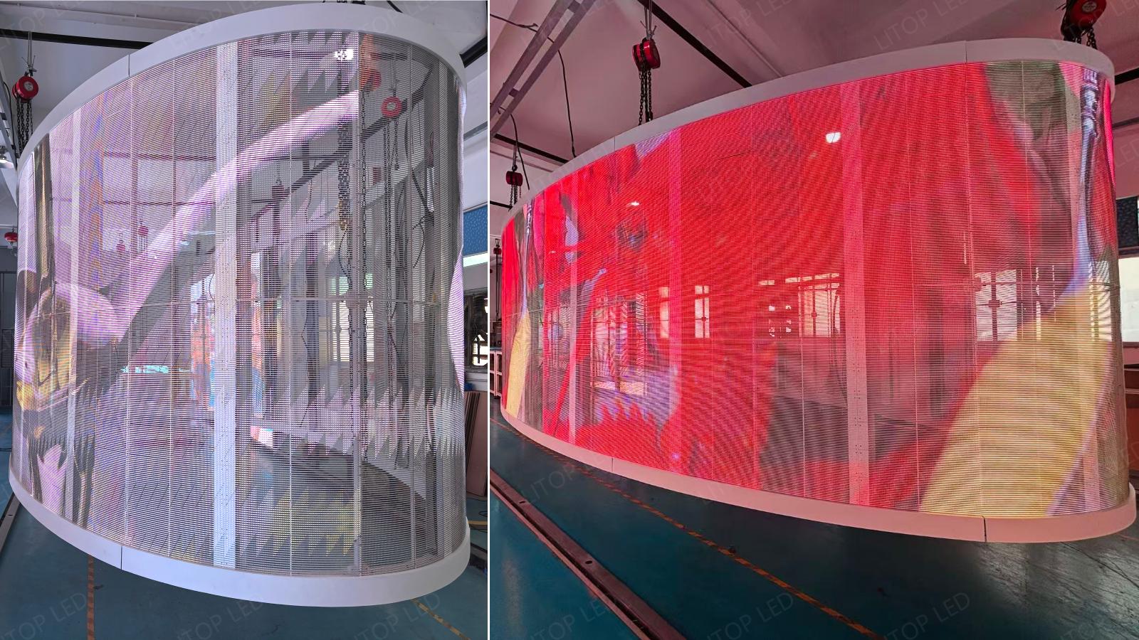 Custom oval-shaped transparent LED displays - Shenzhen Litop LED ...